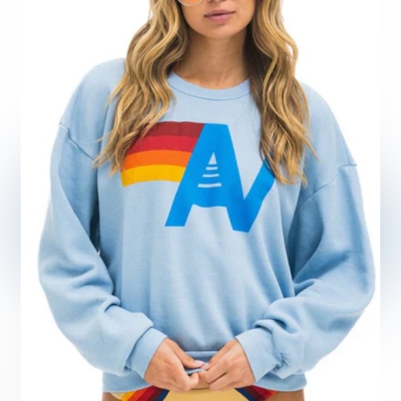 Aviator Nation | Tops | Aviator Nation Logo Relaxed Crew Sweatshirt Ice ...